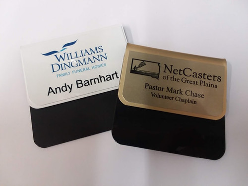Sublimated Metal/Plastic Fold Over Pocket Name Badge | BentonTrophy