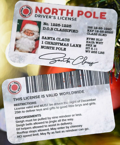 Santa Claus North Pole Drivers License | BentonTrophy