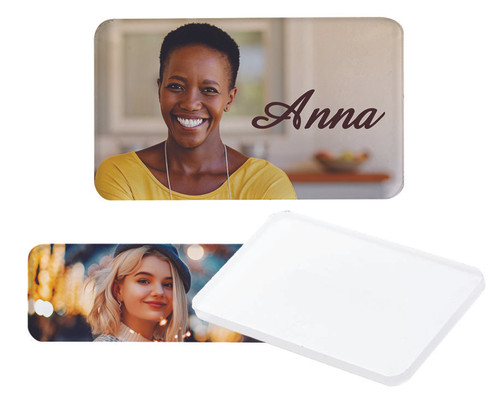 Laser Cut Sublimated Acrylic Name Badges | BentonTrophy