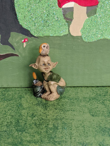 Miniature Gardening Pixie with Owl Shovel Bucket | Magical Miniatures