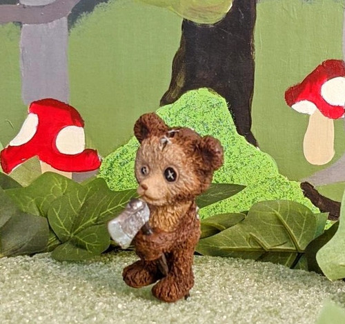 Fiddlehead Fairy Garden Miniature Teddy Bear with Ax Stake Halloween ...