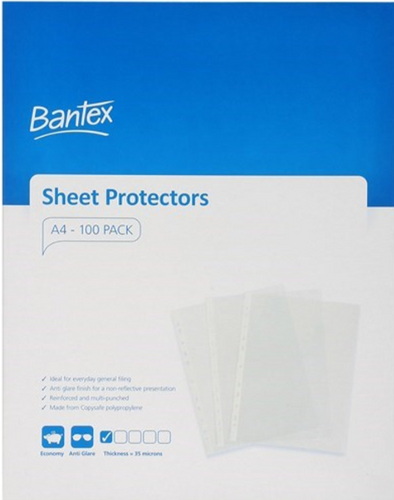 BR014 SHEET PROTECTORS BANTEX A4 35 MICRON PK10 | bright-stationers