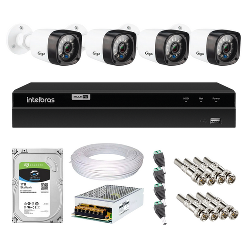 Kit 4 Cameras HD 720P B DVR Intelbras 4CH Full HD 1080P | solutions