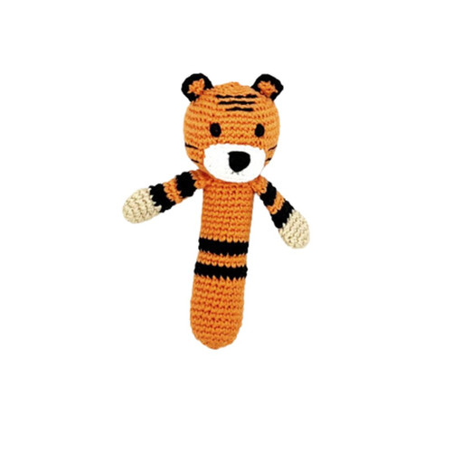 Pebble Organic Tiger Stick Rattle | Curious Littles Play