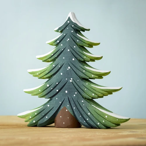 Bumbu Toys Wooden Large Snowy Fir Tree | Curious Littles Play