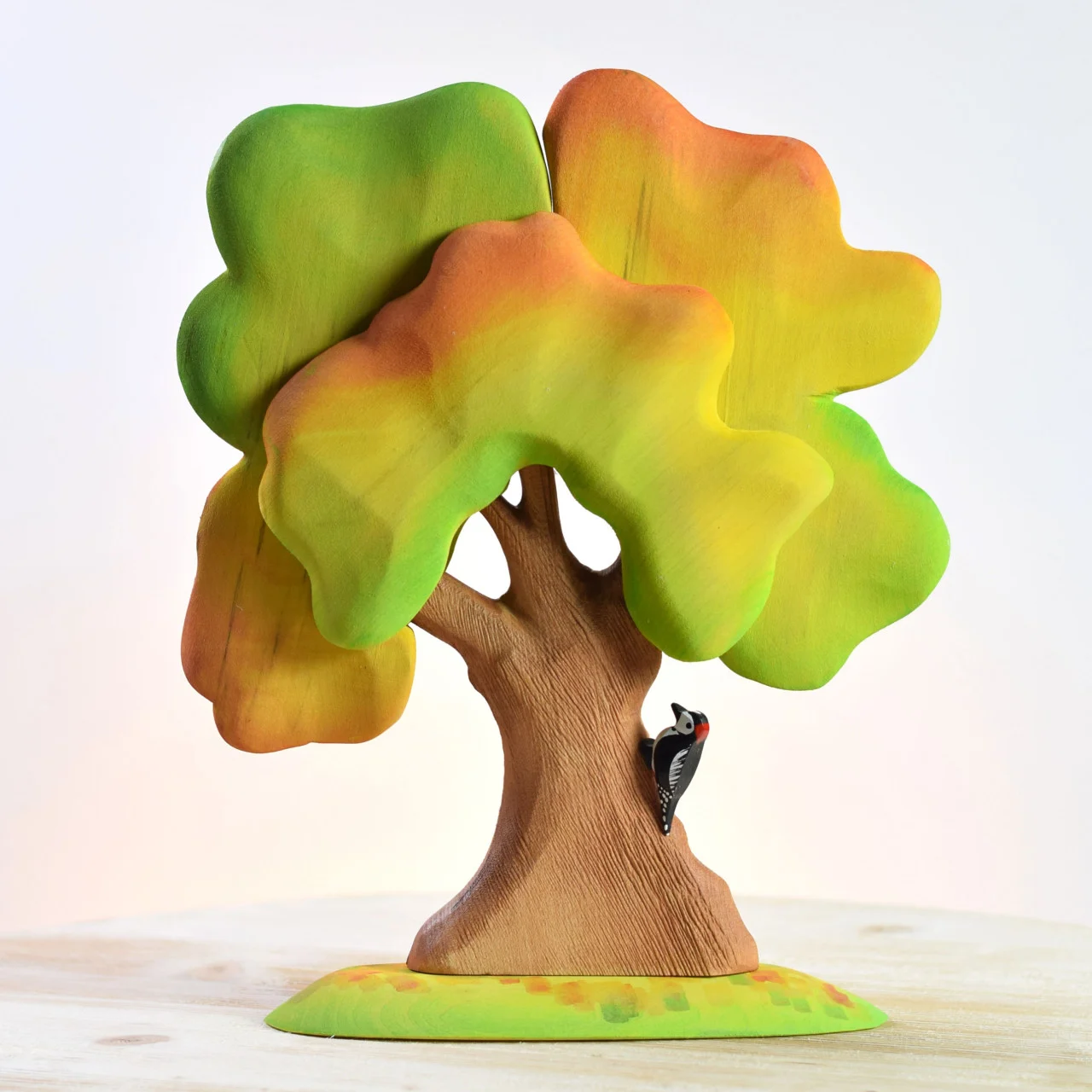 Bumbu Toys Wooden Large Autumn Oak Tree & Woodpecker Set | Curious ...