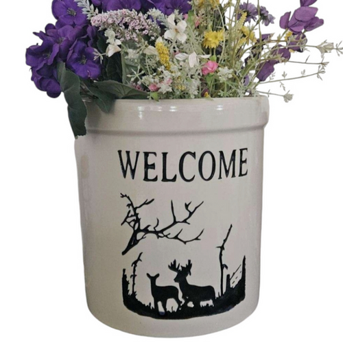 2 Gallon Stone Crock with Deer | website