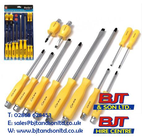 Blue Spot Screwdriver Set with Hex Bolster 12 Piece Magnetic Tips ...