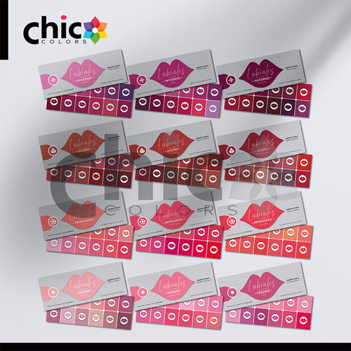 Set 12 Tarjetas Colores Labiales | Chic Colors