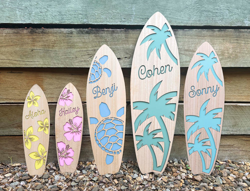 Oriana Timber Surfboard Name Plaque | Coji Designs