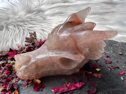 Hematoid Quartz, Fire Quartz Dragon Carving, 5 inch | Divine.Fayerie