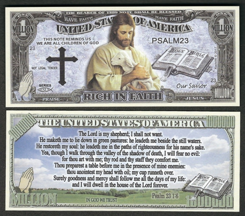 Lot of 500 Bills - Psalm 23 Christian Jesus Bill | Novelty Notes