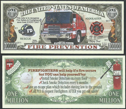 Lot of 500 Bills - Fire Safety / Prevention Bill | Novelty Notes