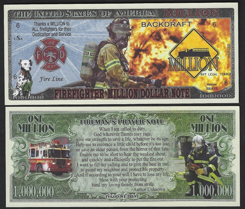 Lot of 500 Bills - Firefighter Million Dollar Note with Fireman's ...