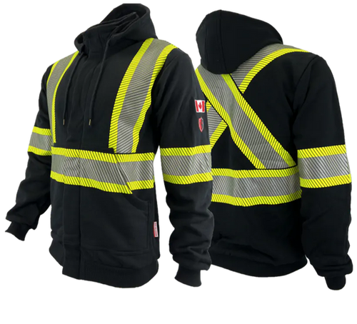 Atlas Zip-up FR/AR Hoodies w/ Segmented 4” Stripes | Lakeland Fire Safe
