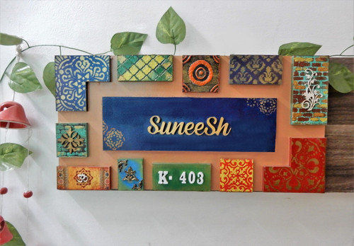 Name Plate With Traditional Art Design Wooden Cut outs hand painted ...