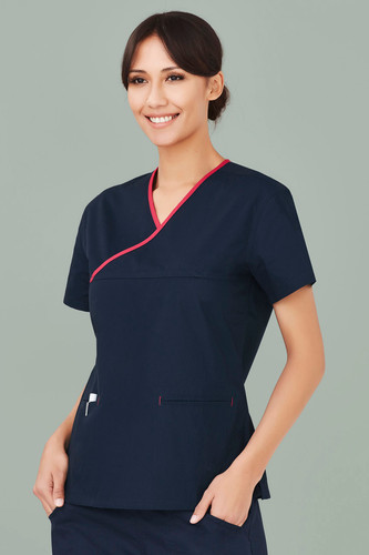 Classic Women's Contrast Crossover Scrub Top | Uniform FashionsH10722 ...
