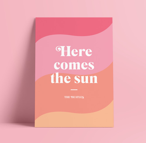 The Beatles | Here Comes The Sun | A4 Art Print | Music Poster | Blush ...