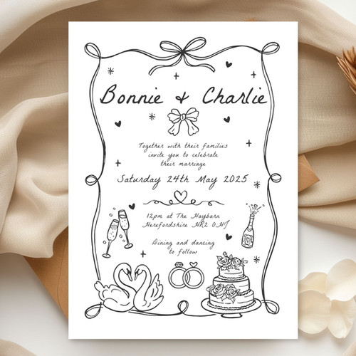 Hand Drawn | Wedding Invitation Card | Blush & Blossom