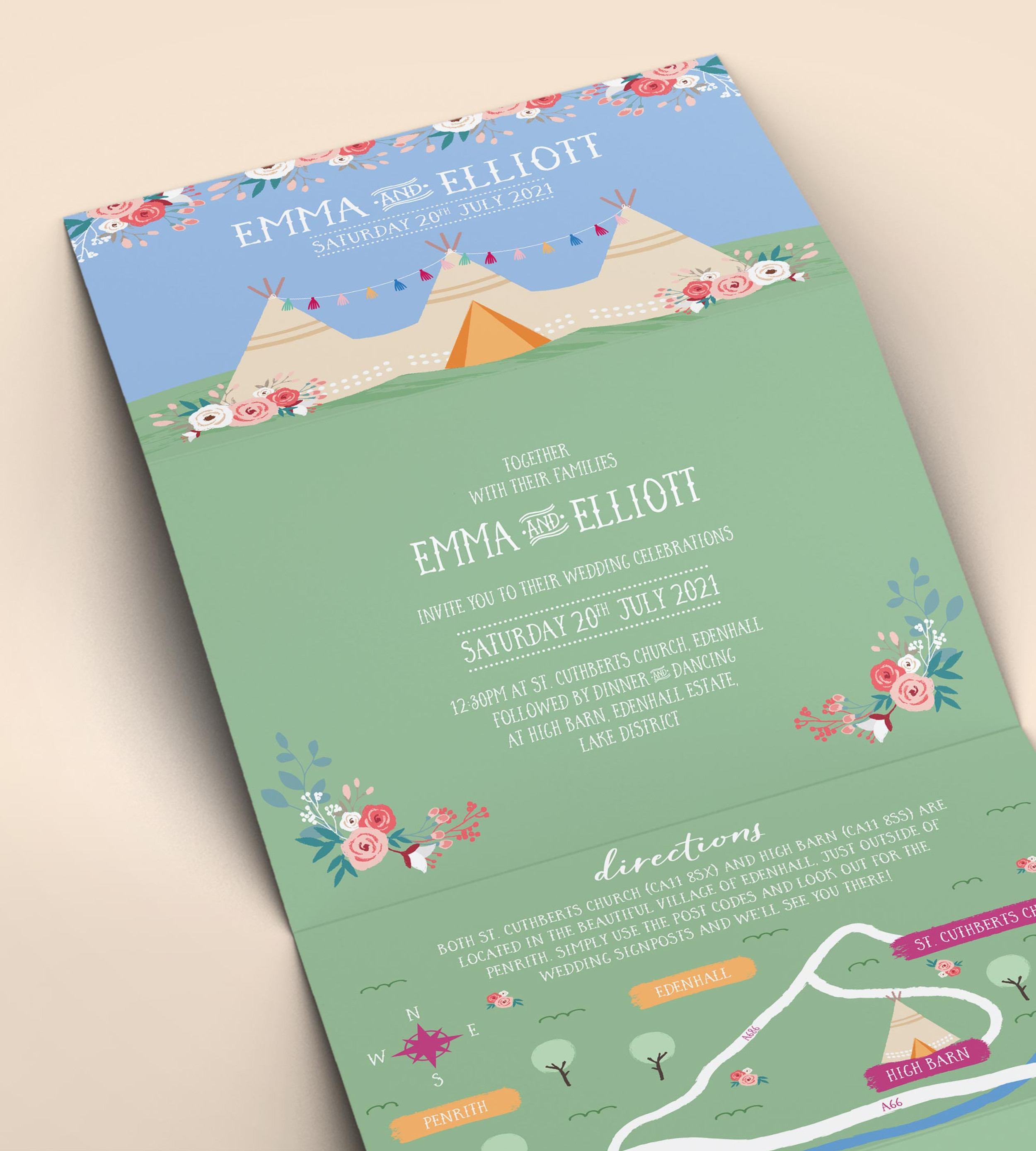 Tipi Wedding Invitations | Festival Wedding Invites | Wedding Stationery UK
