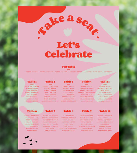 Tropical Retro | Wedding Table Plan Board | A2 Printed