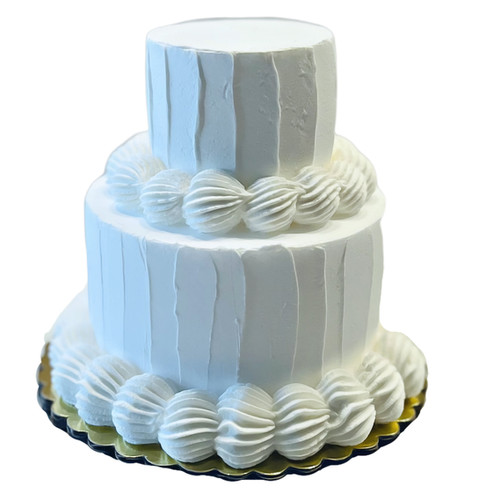 Mini White Two Tier Fake Wedding Cake (6"x6") | Dezicakes