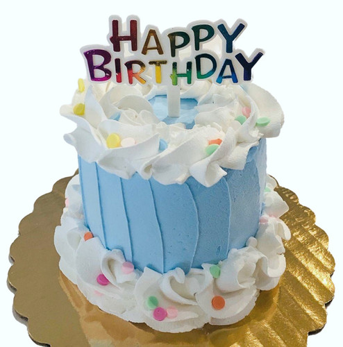 Mini Blue Happy Birthday Fake Cake (4"x4.5") | Dezicakes
