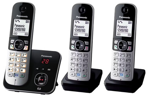 Panasonic Trio Cordless Phone with Answer Machine Silver KX-TG6823 | O ...