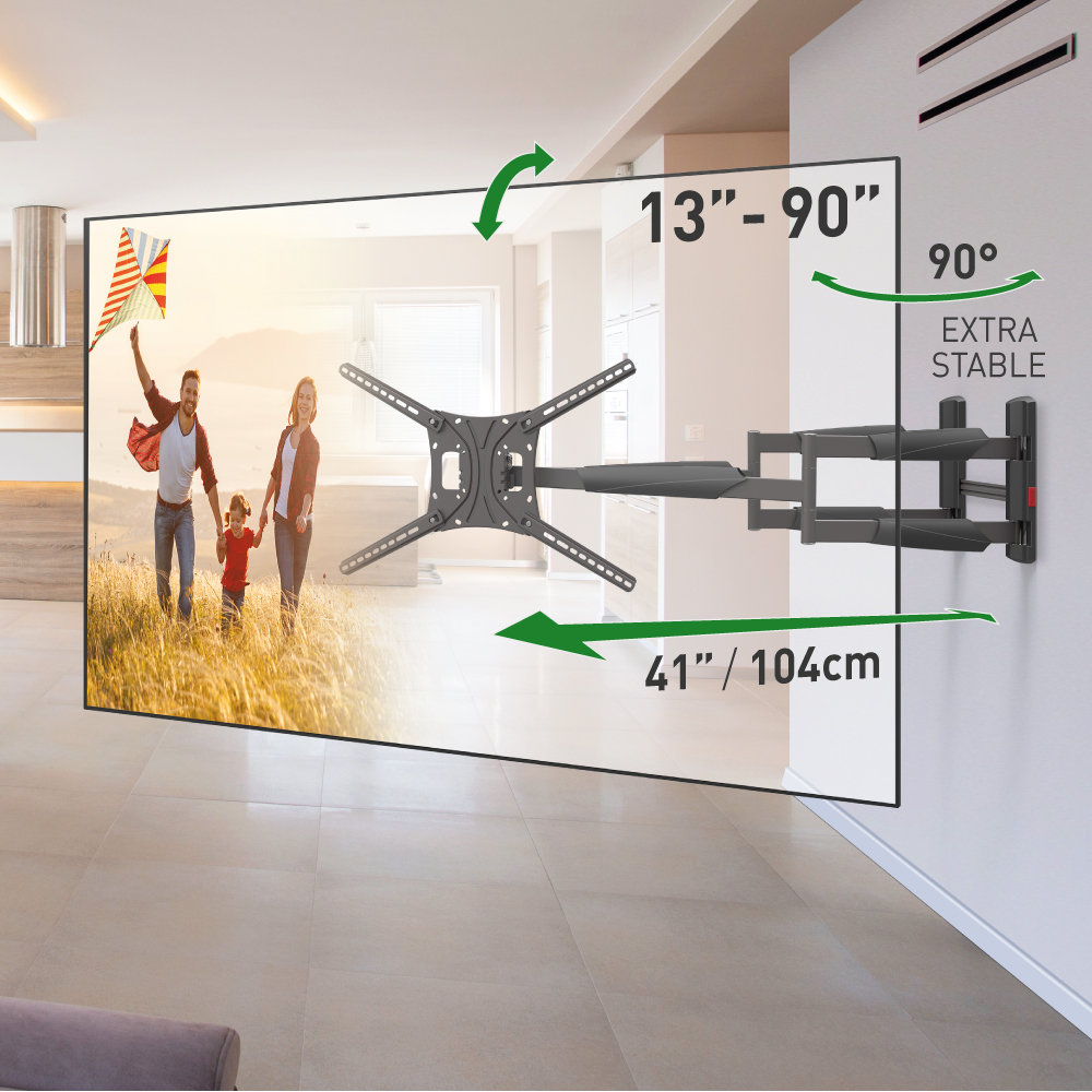 Full Motion, Extra Long TV Wall Mount - 41"/ 104 cm Extension, Swivel ...