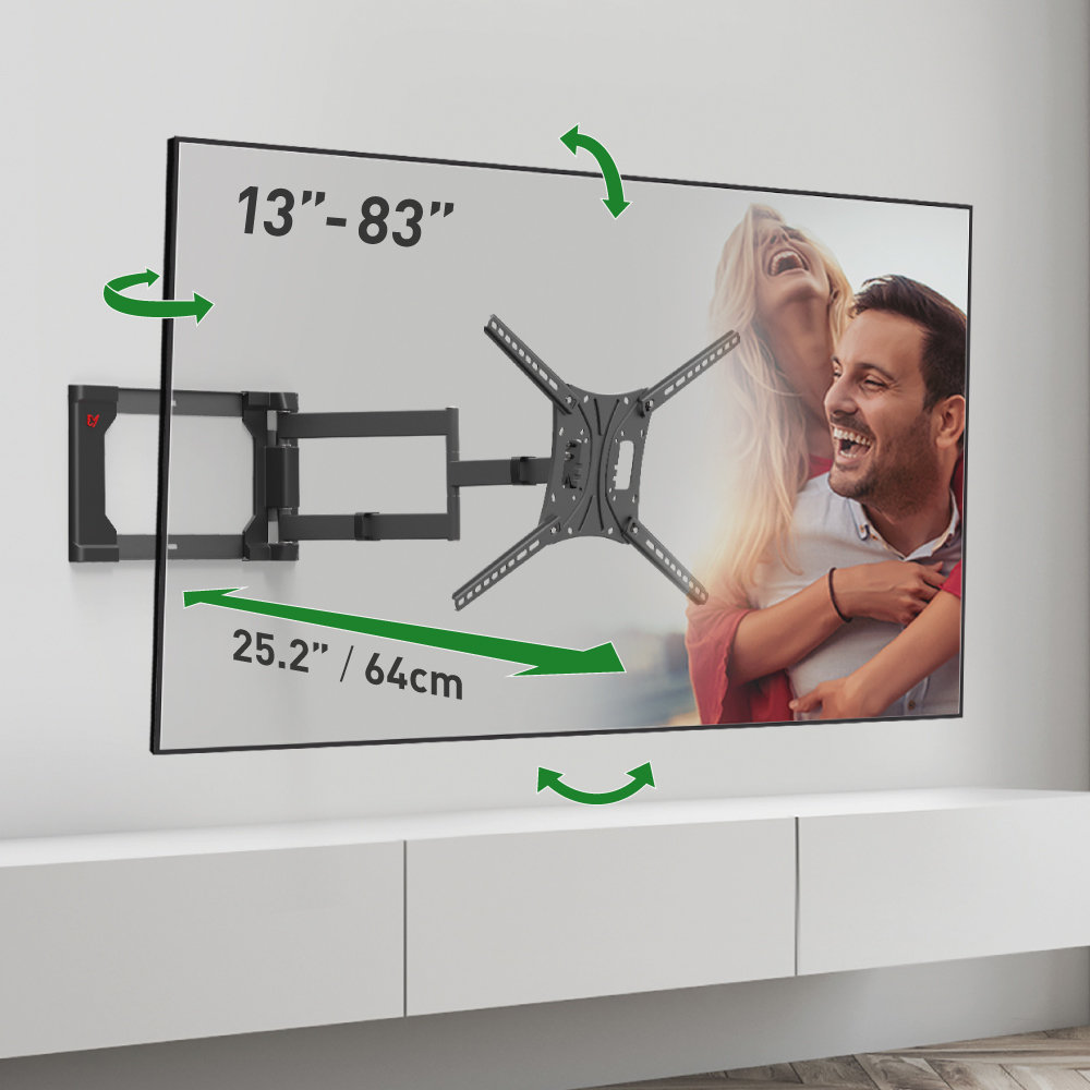 Full Motion Long TV Wall Mount - 25.5"/ 64.5 cm Extension, Swivel & Tilt