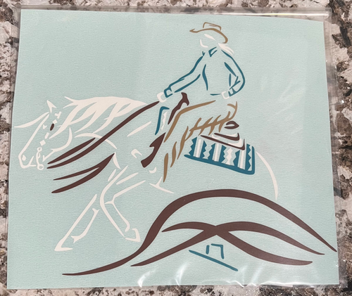 6 IN FEMALE REINING HORSE PROFILE RH548 DECAL | Flat Hat Rags