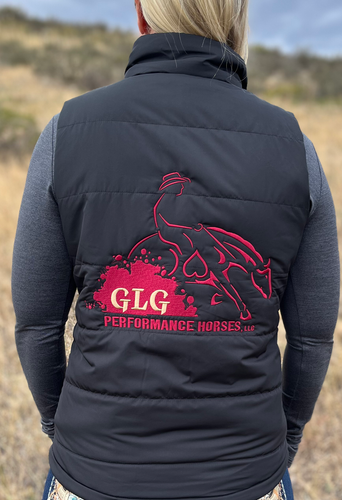 Ladies Embroidered Puffer Vest with GLG logo | Flat Hat Rags