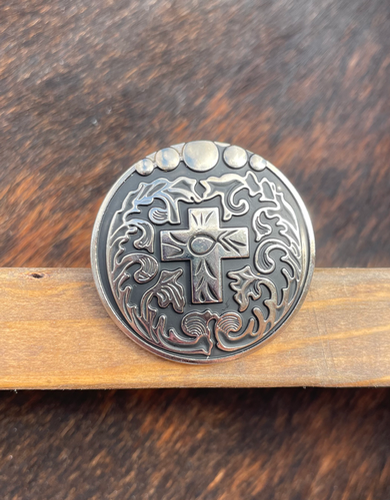 Round Cross with Foliage Concho Slide SL29 | flathatrags