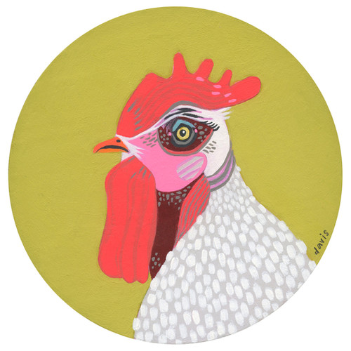 Round Rooster Mini Print | jenniferdavisart