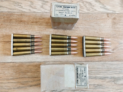 Boxes of 15 7.92 x 57 / 8MM Mauser Rounds (Inert) & Clips -- ALL SOLD ...