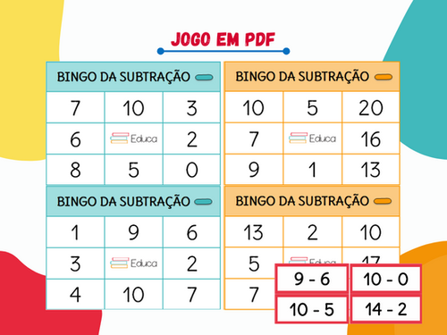 Bingo das Subtrações | Educa