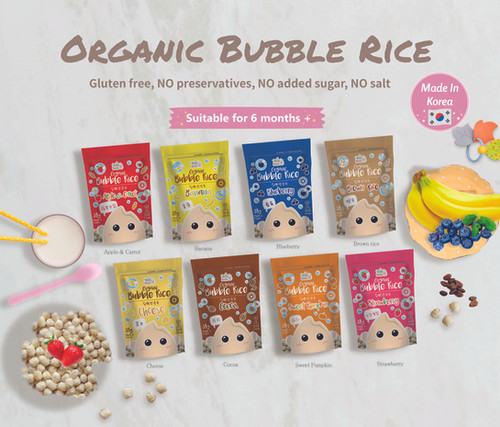 Organic Baby Bubble Rice Snack - Gluten Free, Various Flavours | Baby Basic