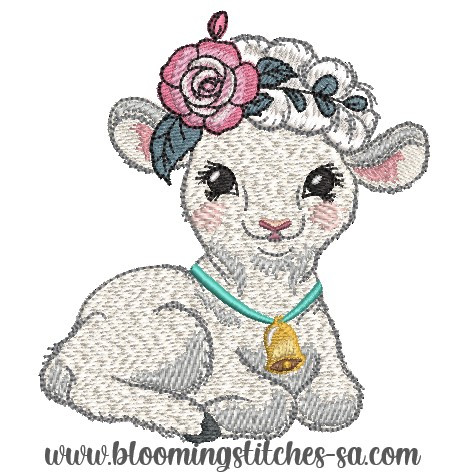 Little Lamb With Roses | Blooming Stitches SA
