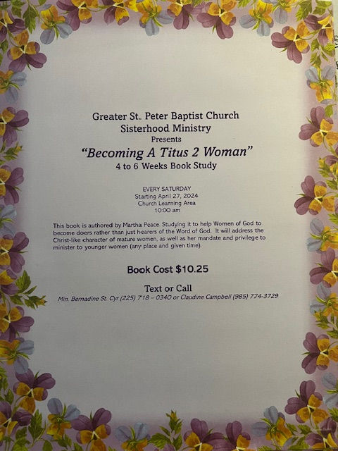 "Becoming A Titus 2 Woman" | Greater St. Peter B.C.