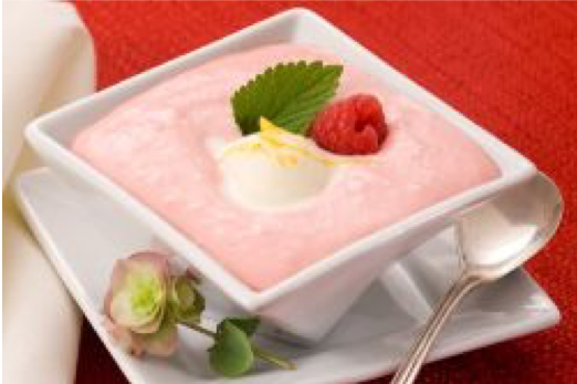 Chilled Raspberry Soup with Lemon Mascarpone Sorbet