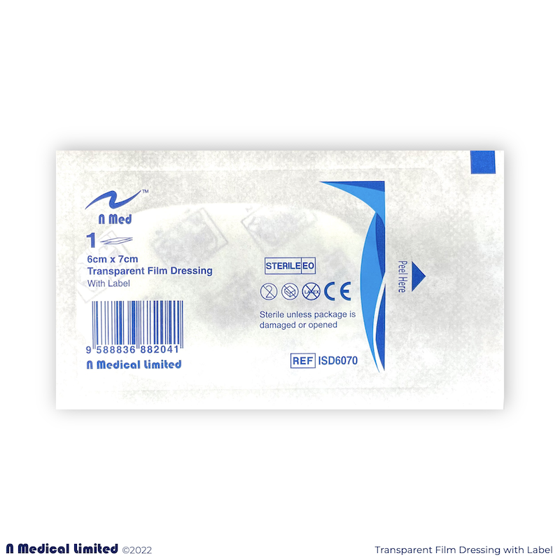 N Medical Sterile Transparent Film I.V. Dressing w/ Label 6 x 7 cm ...