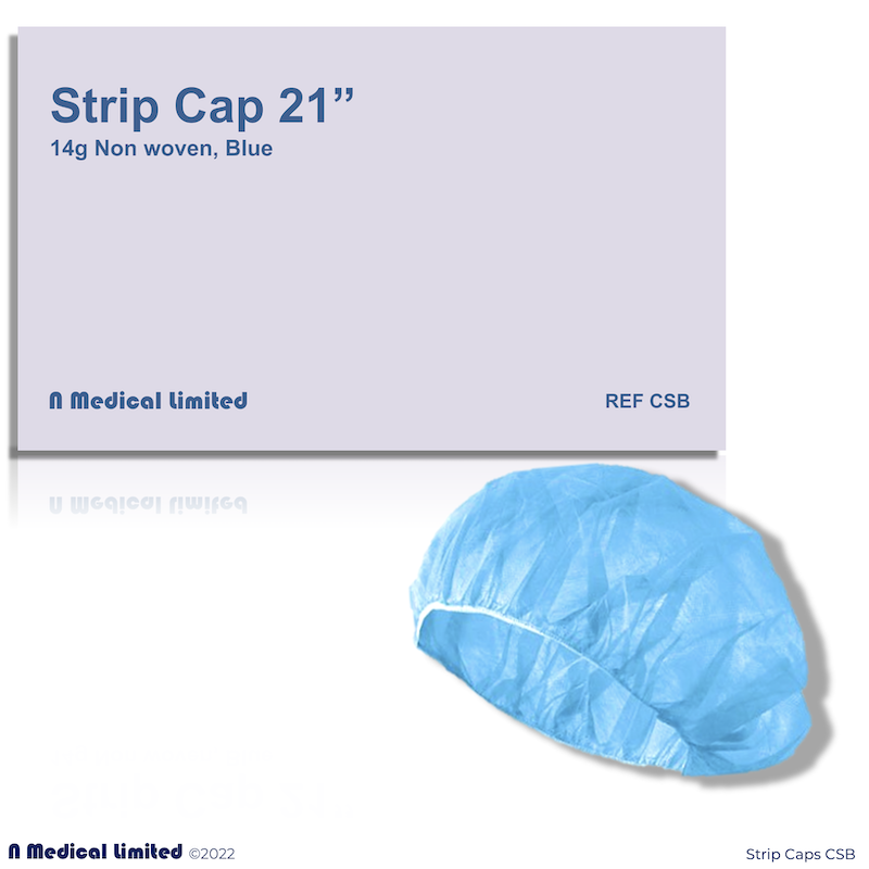N Medical Blue Non Woven Strip Cap 21" 14gsm | LCH Pharma
