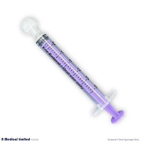 N Medical Enteral Oral Syringe 5mL - Purple Plunger w/ Tip Cap ...