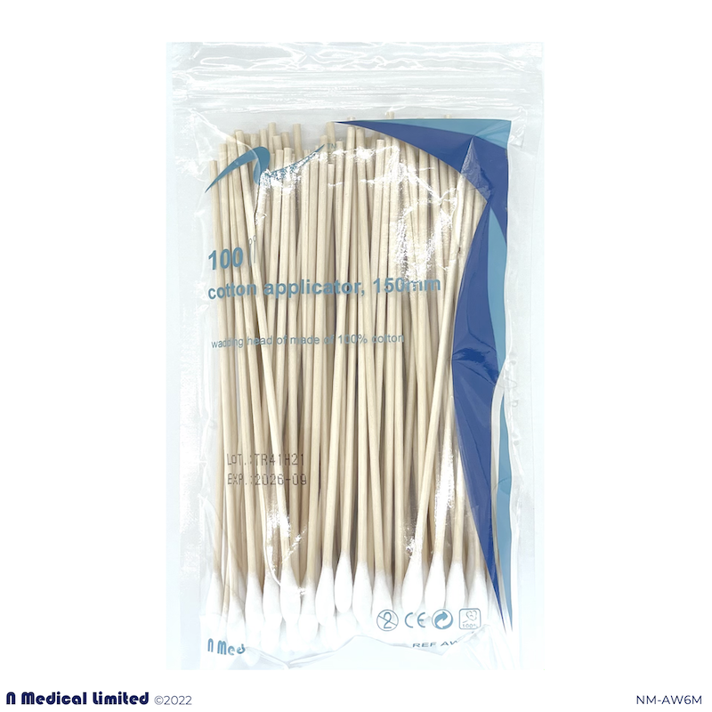 N Medical Cotton Tipped Applicator with Wooden Rod 6" | LCH Pharma