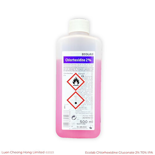 Ecolab Chlorhexidine Gluconate 2% IPA 70% Surgical Scrub 500mL | LCH Pharma
