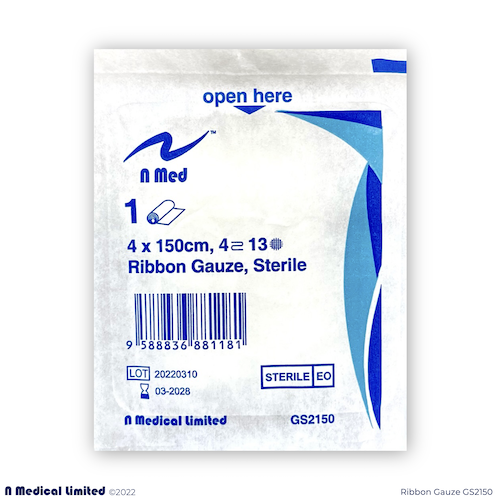 N Medical Sterile Ribbon Gauze 4 x 150cm 4ply 1/pack | LCH Pharma