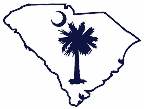 South Carolina State Outline Palmetto Tree Decal Sticker
