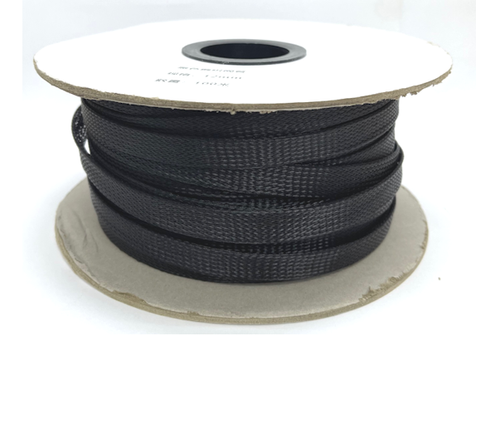 Braided Mesh Tube, Black, 100m/Roll | JFL Electronics