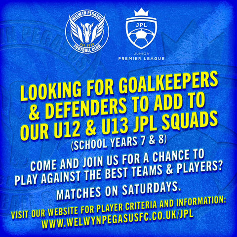 JPL U12 & U13 Defenders and Goalkeepers Wanted