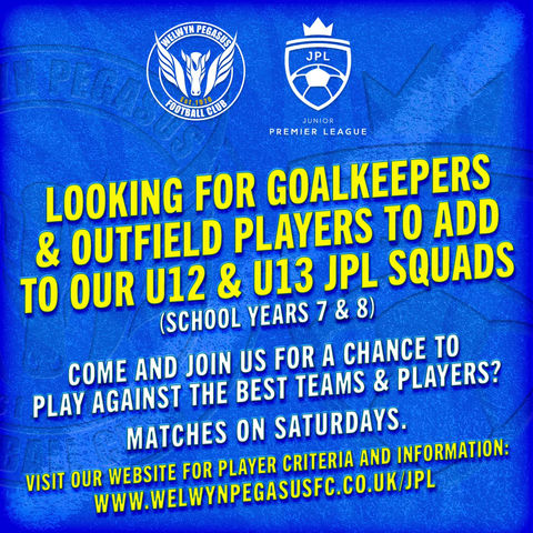 JPL PLAYERS WANTED – U12 & U13 TEAMS